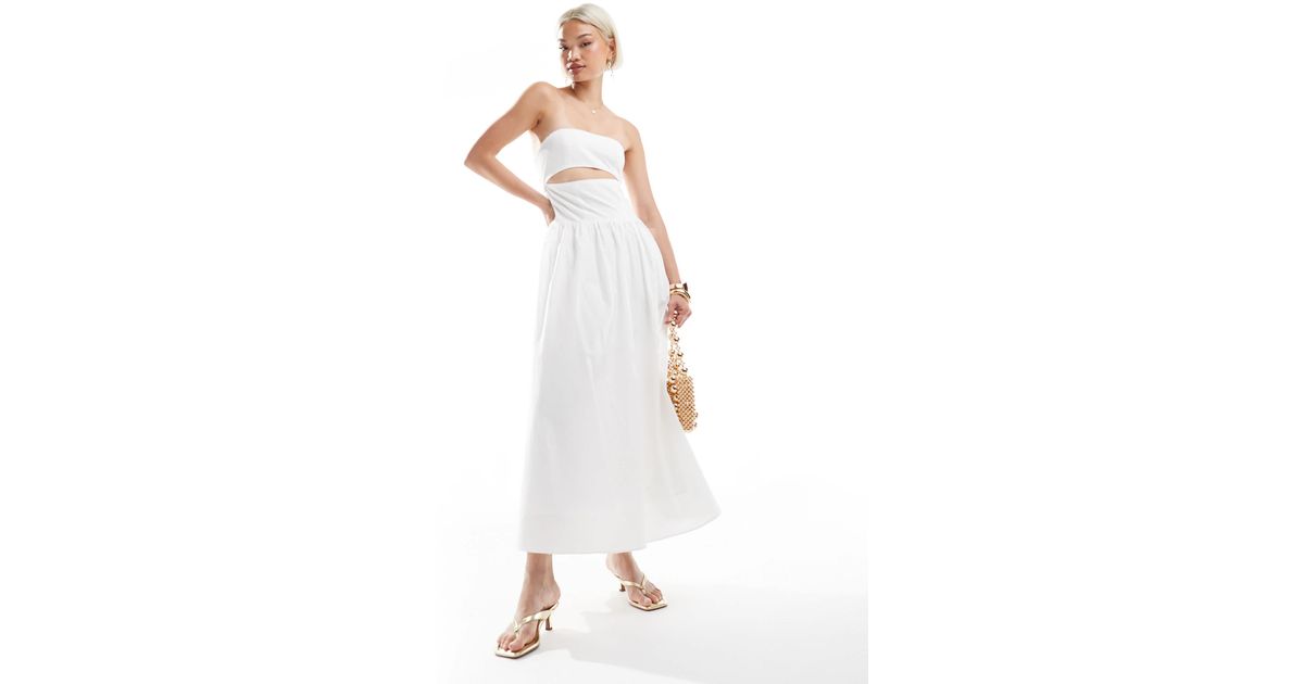 The Frolic Exclusive Poplin Bandeau Cut Out Tie Back Detail Maxi Dress ...