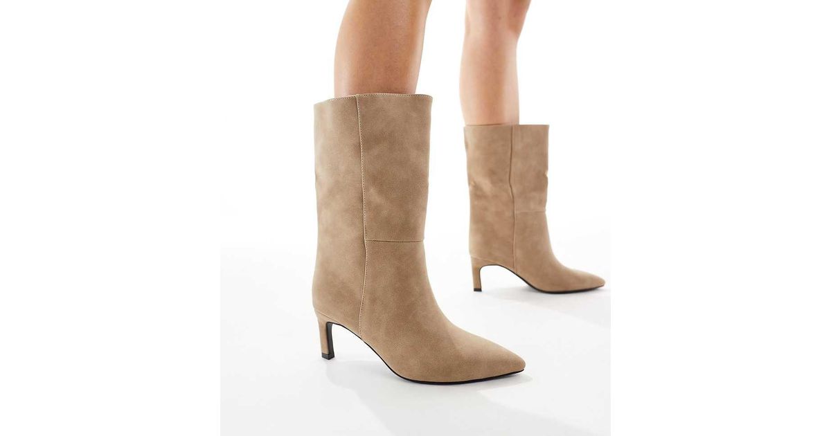 SEQWL Wide Fit Benz Kitten Heel Ankle Boots in Natural | Lyst UK