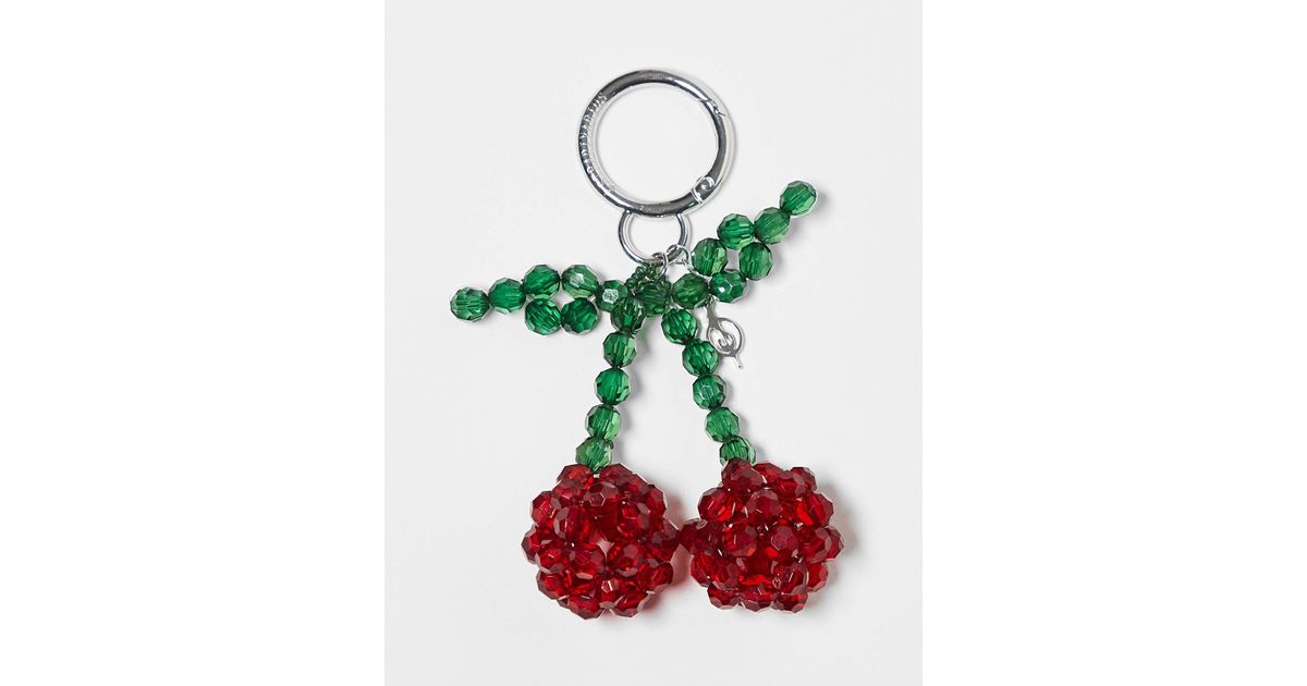 Stradivarius Embellished Cherry Bag Charm in Green | Lyst