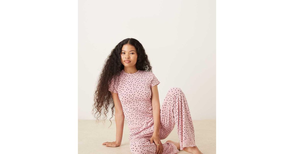 ASOS Asos Design Petite Mix & Match Wide Leg Pyjama Trouser With Lace ...