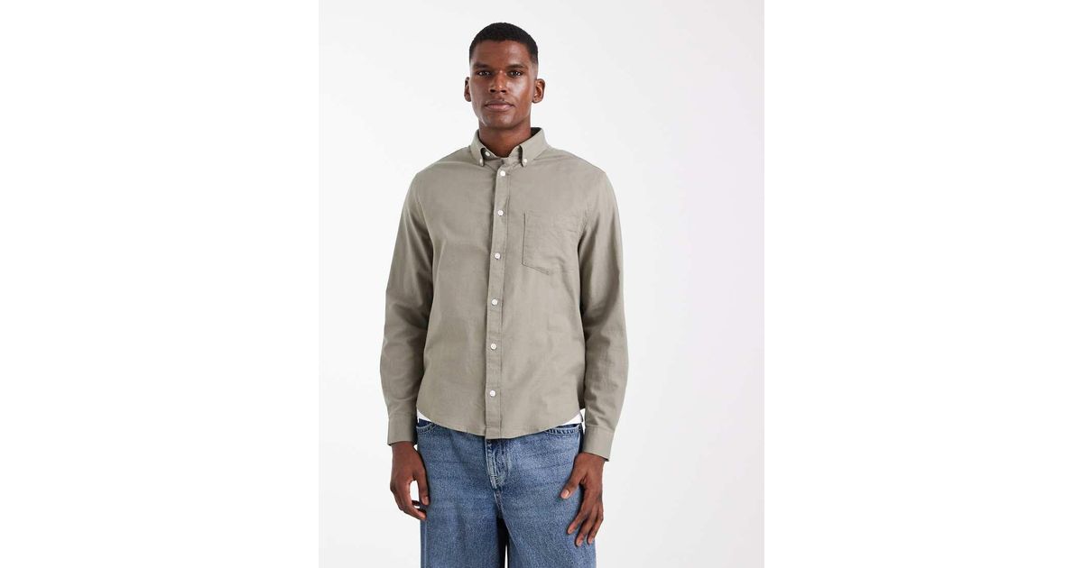 ASOS Oxford Regular Shirt in Grey for Men | Lyst UK