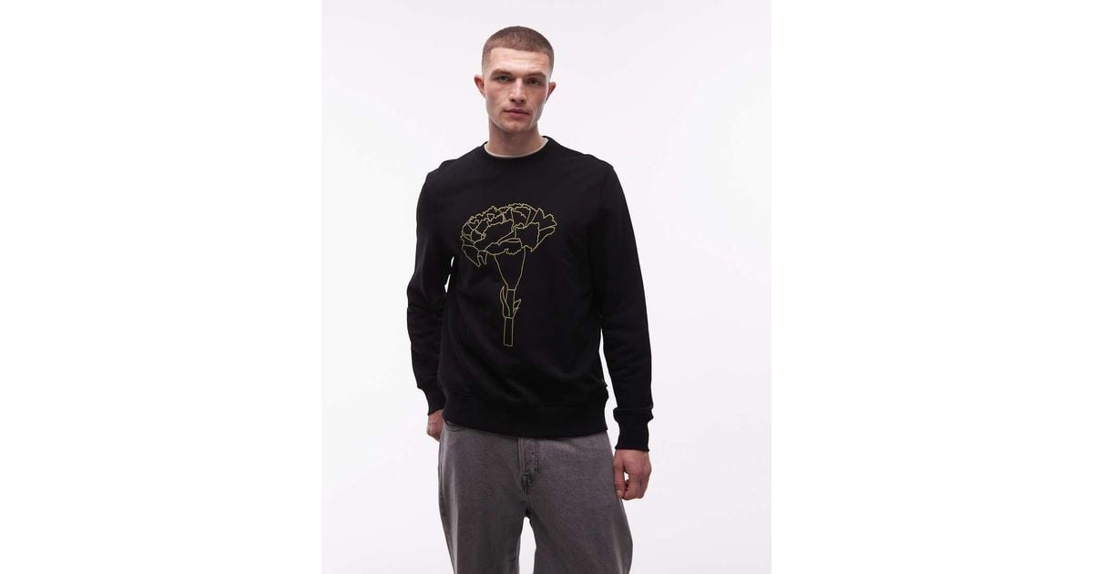Paul Smith Floral Line Drawing Print Sweatshirt in Black for Men | Lyst UK