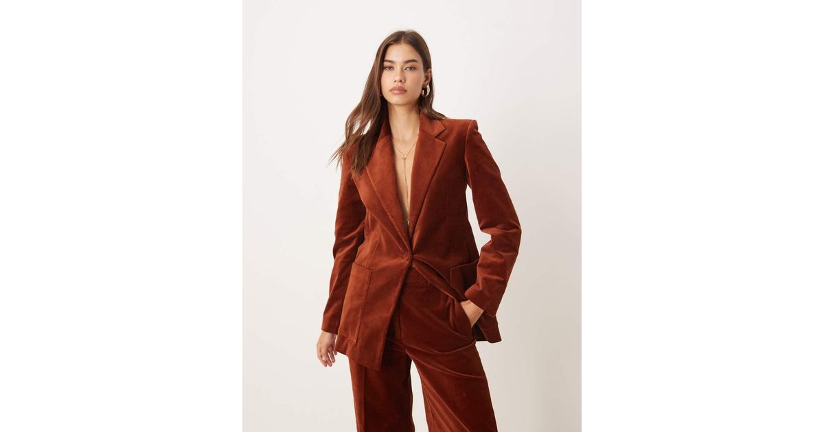 Mango Cotton Velvet Blazer Co-ord in Red | Lyst UK