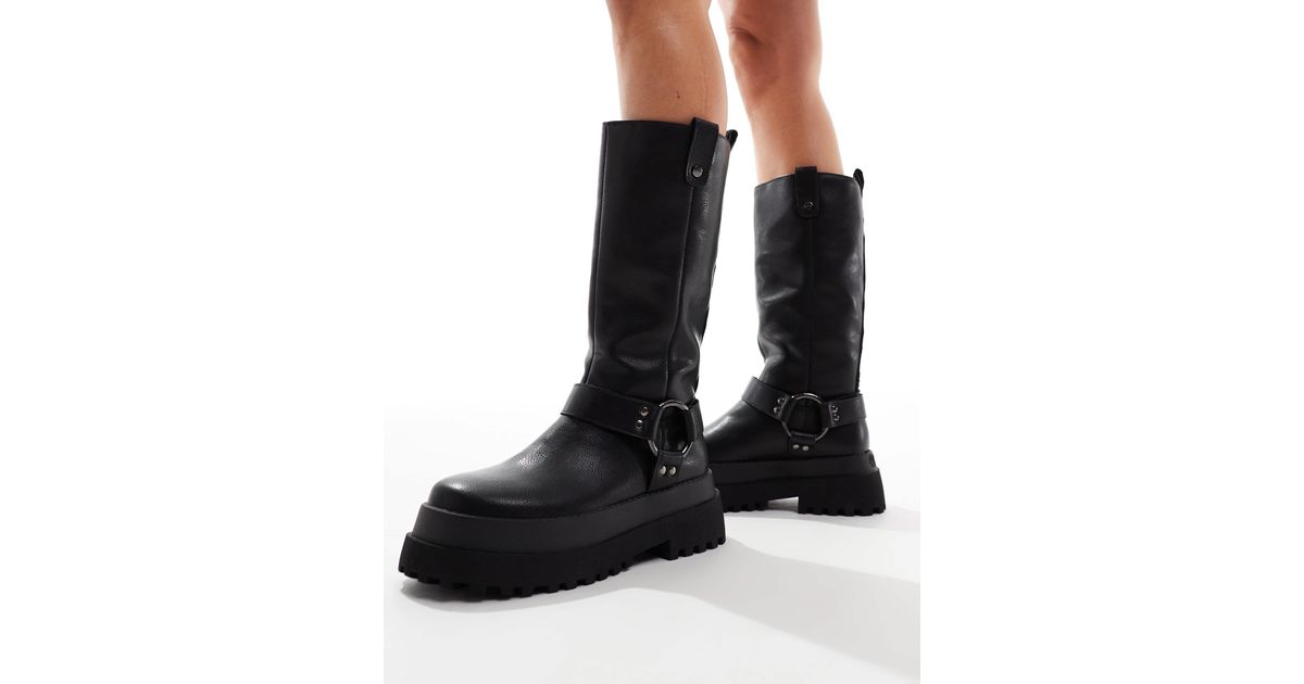 Buffalo Tall Biker Boot in Black | Lyst