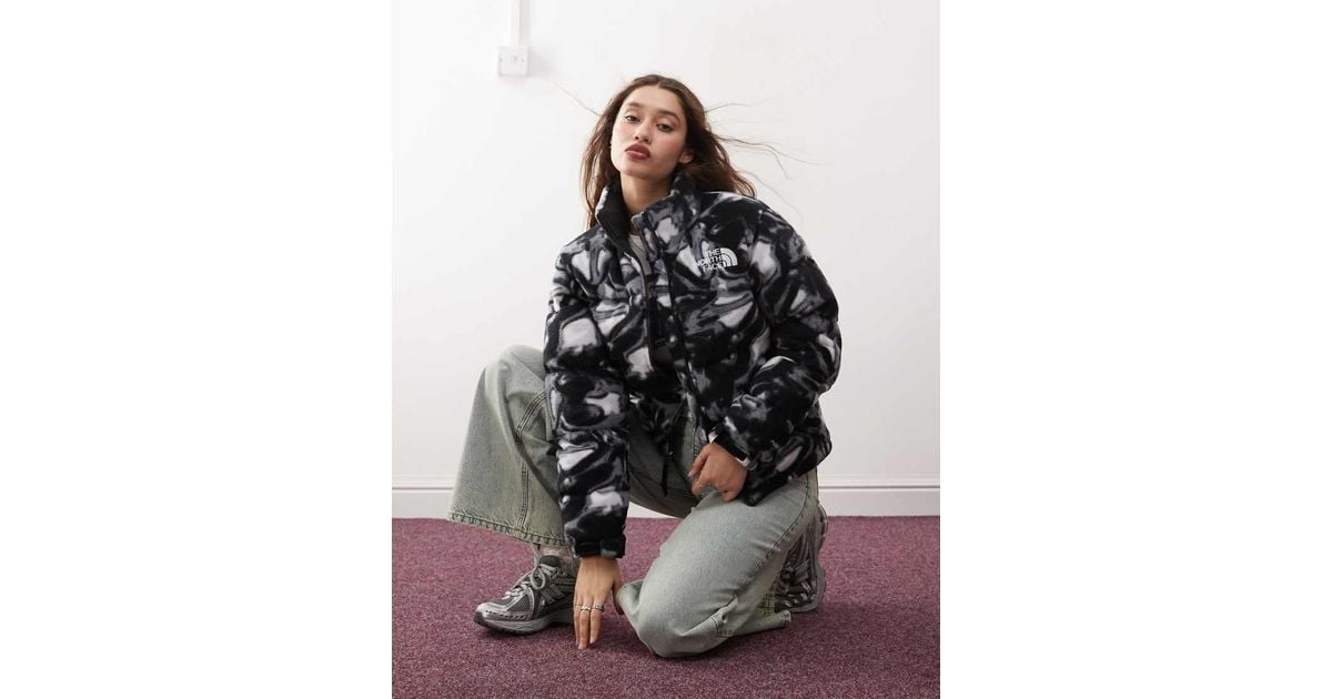 The North Face Retro Nuptse Polar Fleece Puffer Jacket in Brown | Lyst UK