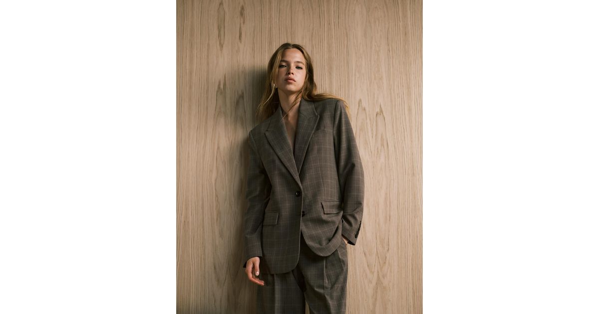 Mango Katy Relaxed Tailored Blazer Co-Ord in Natural | Lyst