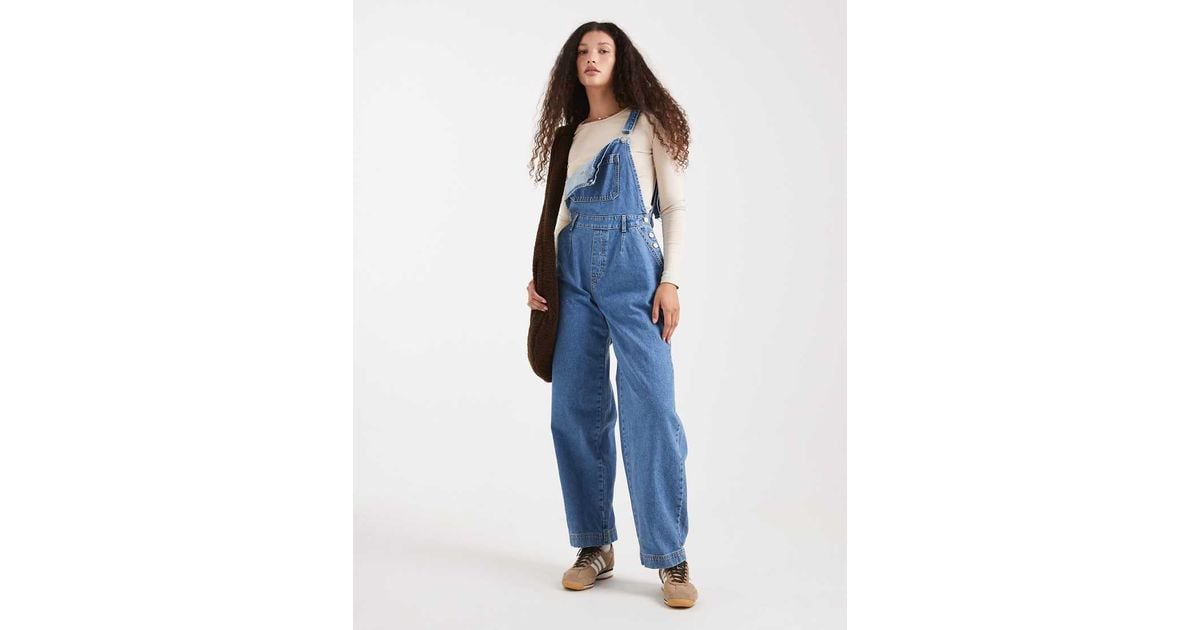 Miss Selfridge Barrel Leg Jumpsuit in Blue | Lyst UK