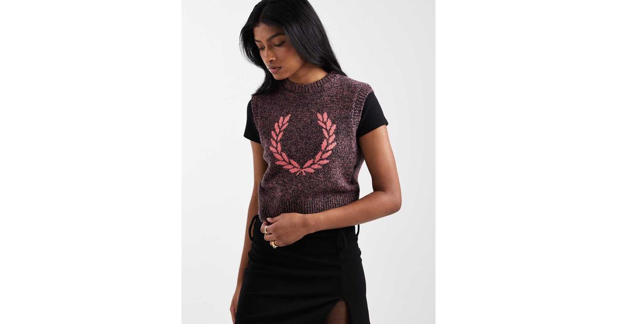 Fred Perry Marl Jumper in Red | Lyst UK