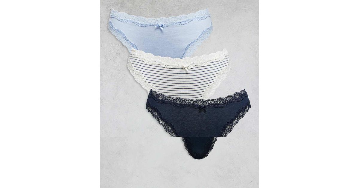 Lindex Wilma 3 Pack Thongs in Blue | Lyst UK