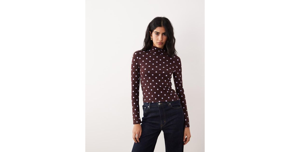 ASOS Funnel Neck Long Sleeve Top in Red | Lyst UK