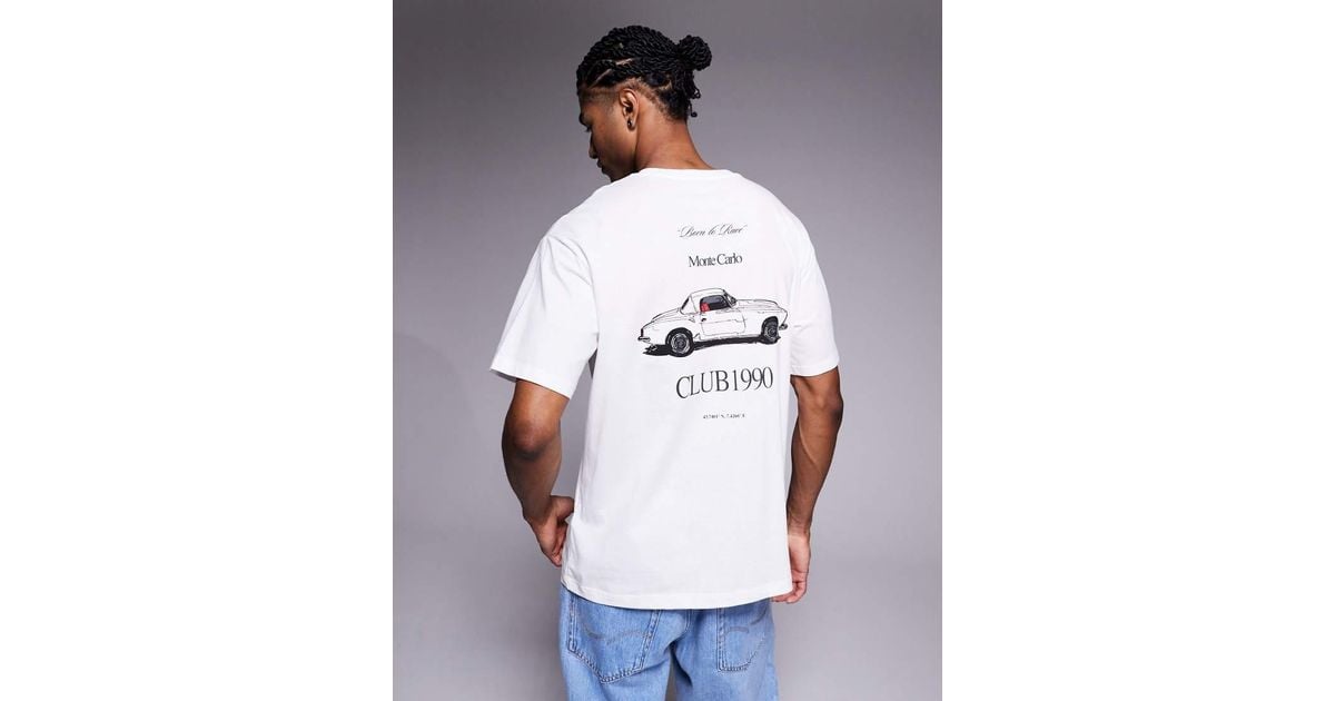 ADPT Oversized T-shirt With Car Club Backprint in White for Men | Lyst UK