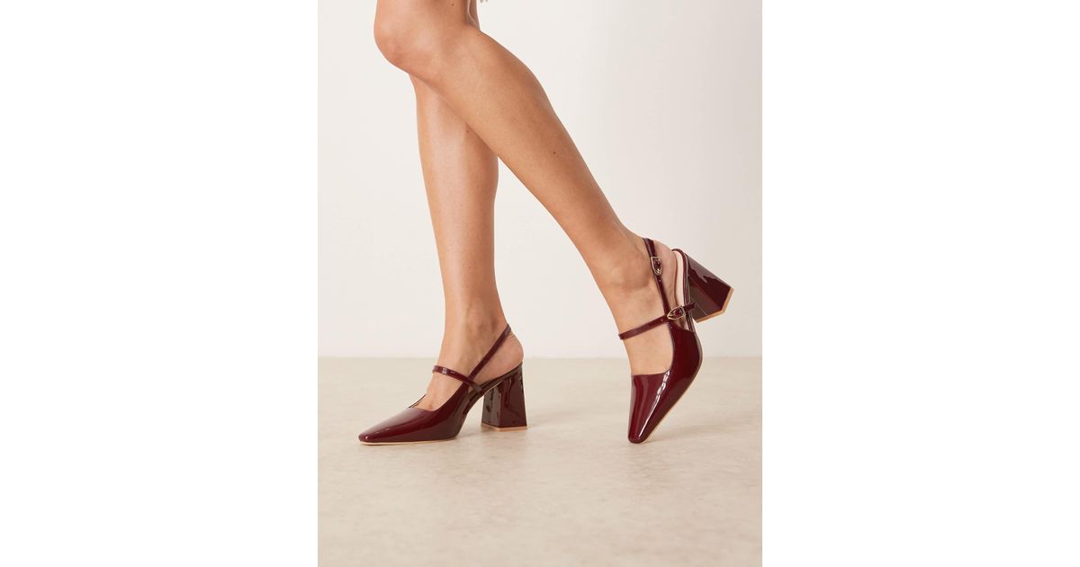 Raid Wide Fit Siya Block Heeled Shoes With Pointed Toe in Natural | Lyst