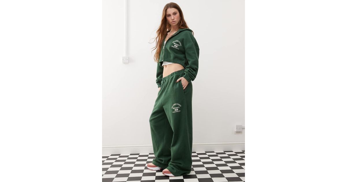 Collusion Retro Style Fleece Relaxed Trackies (part Of A Set)-green ...