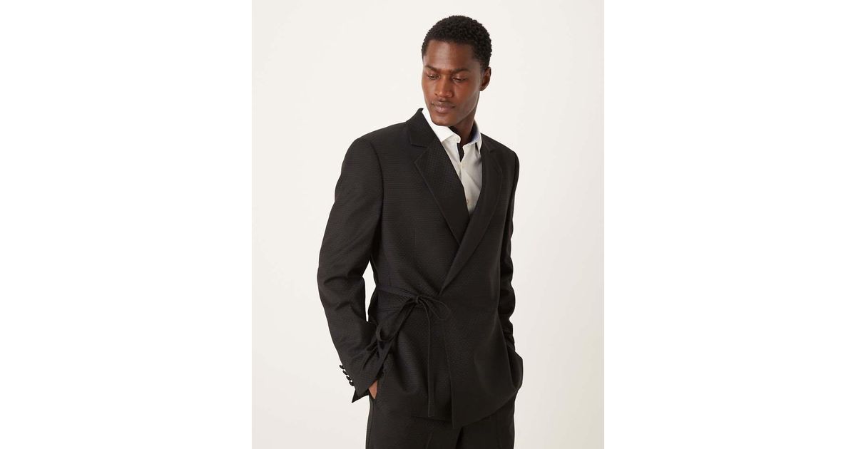 ASOS Wrap And Tie Regular Suit Jacket in Black for Men | Lyst UK