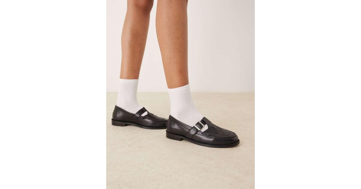 Walk London Rhea Weave Loafer in Brown | Lyst UK