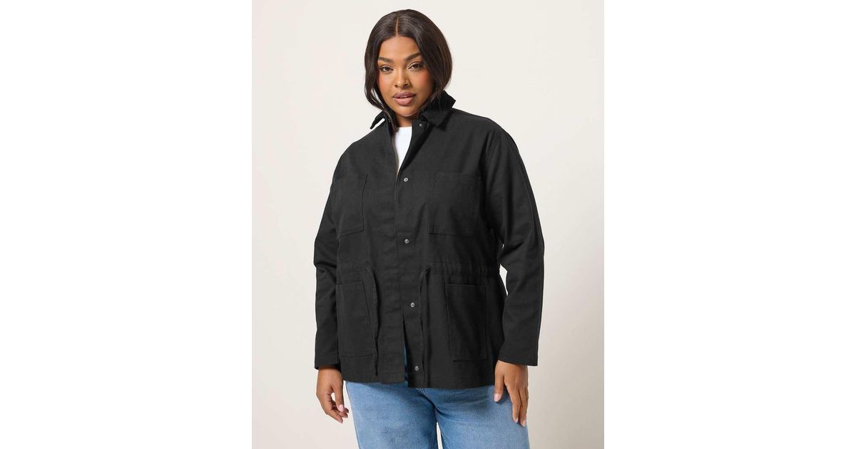 Yours Clothing Woven Carpenter Jacket in Black | Lyst UK