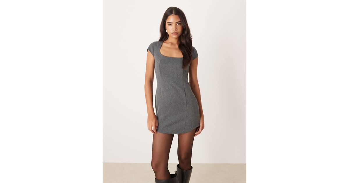 ASOS Cinched Mini Dress in Gray | Lyst