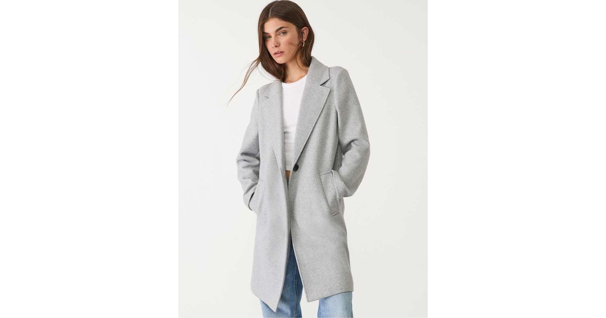 Stradivarius Soft-touch Button-up Midi Coat in Grey | Lyst UK