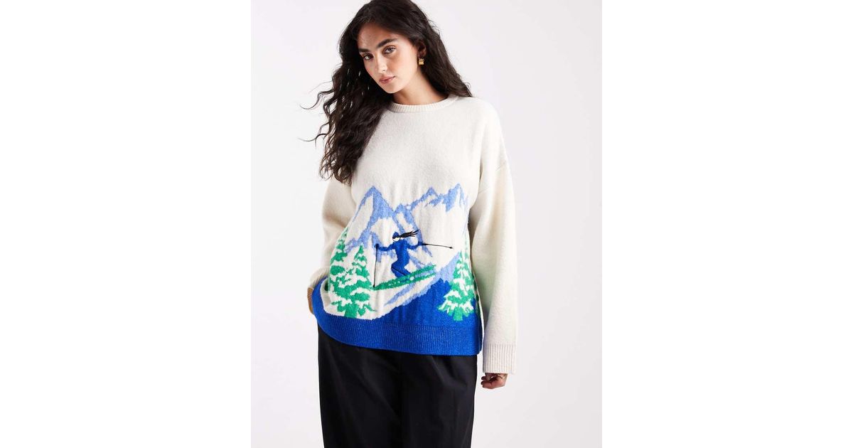 ASOS Ski Scenic Sweater in Blue | Lyst UK
