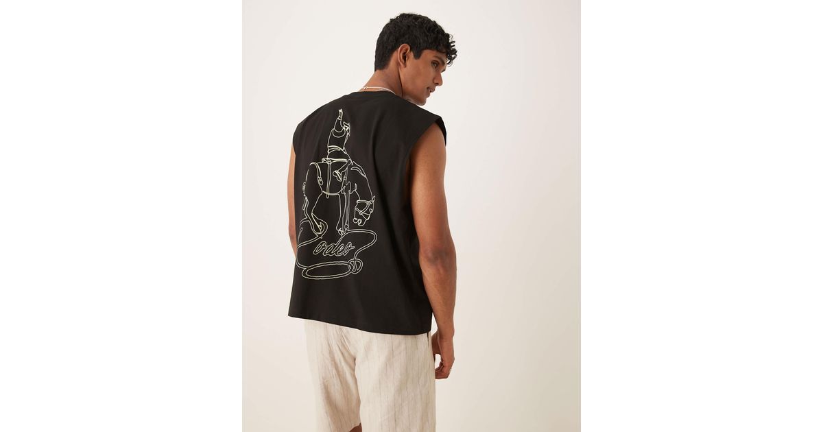ASOS Boxy Oversized Tank With Cowboy Graphic in Black for Men | Lyst