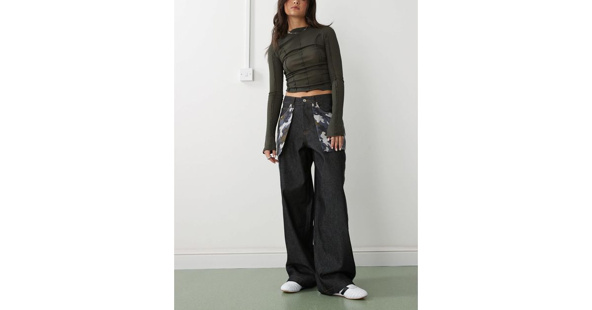Collusion X002 baggy Jeans With Camo Pockets in Gray | Lyst