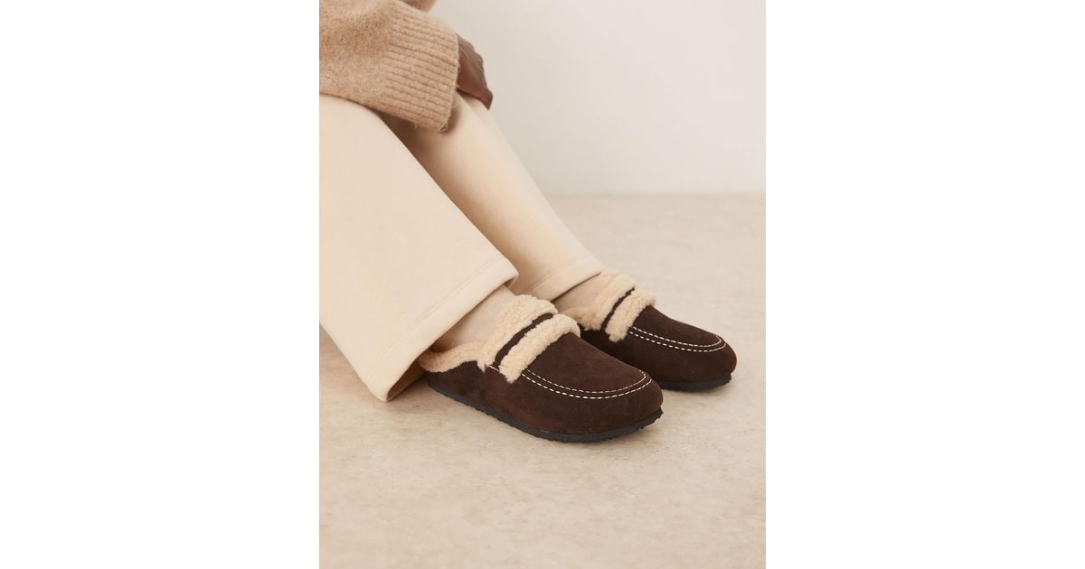 Glamorous Fluffy Slip On Mules in Natural | Lyst