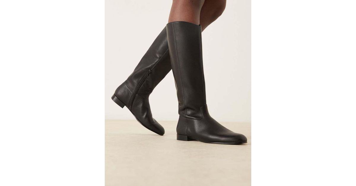 Mango Classic Leather Boot in Black | Lyst UK