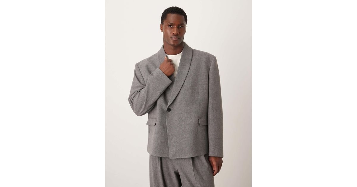 ASOS Deep Wrap Double Breasted Boxy Suit Jacket in Gray for Men | Lyst