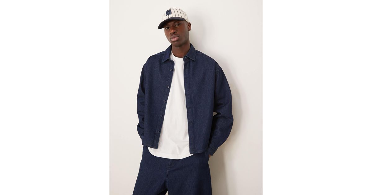 ASOS Co-ord 90's Oversized Boxy Denim Shacket in Blue for Men | Lyst Canada