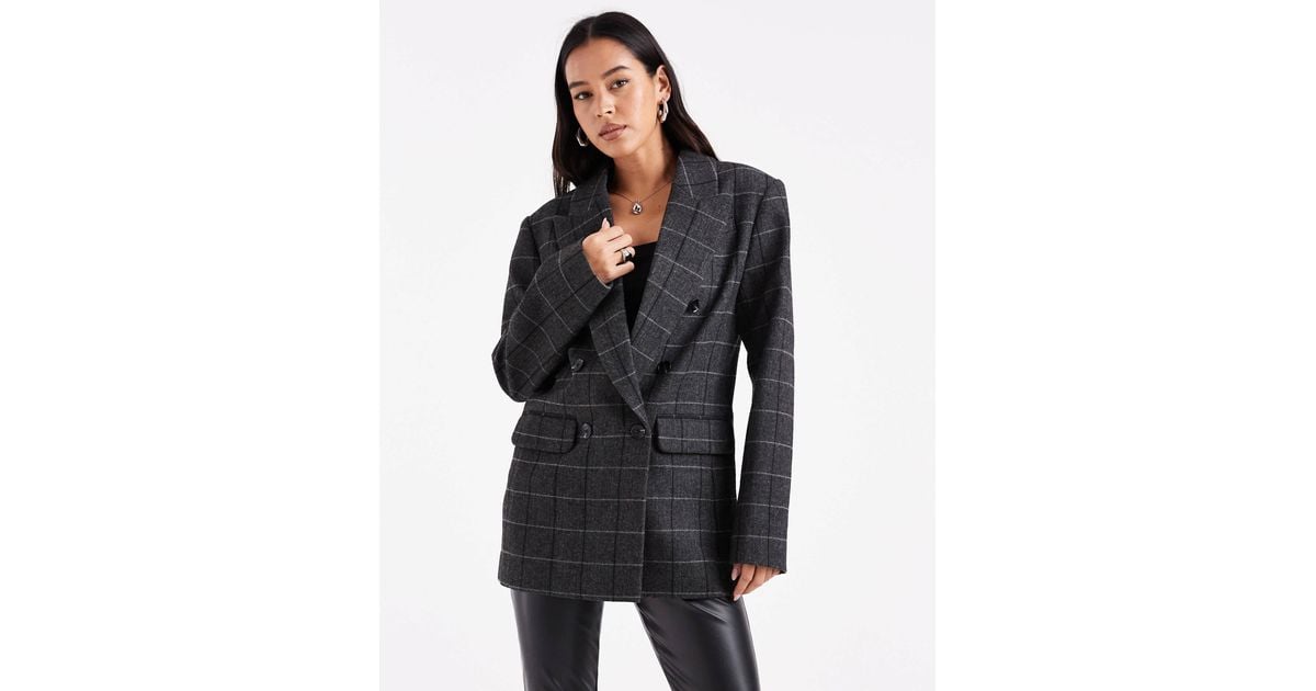 ASOS Wool Blend Tailored Double Breasted Power Blazer in Black | Lyst