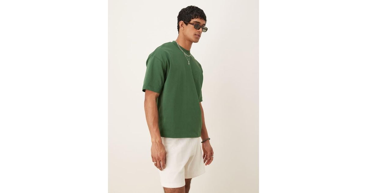 ASOS Heavyweight Oversized Boxy Drop Shoulder T-Shirt in Green for Men | Lyst UK