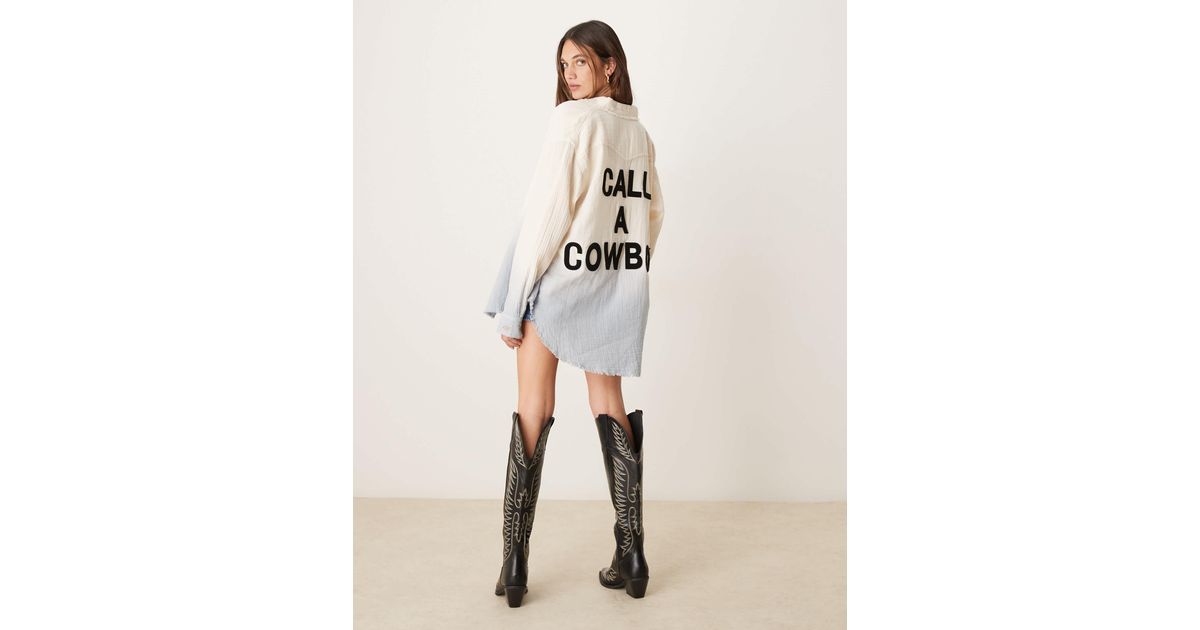 Wrangler X Lainey Wilson Dip Dye Cheesecloth Shirt With Back Embroidery ...