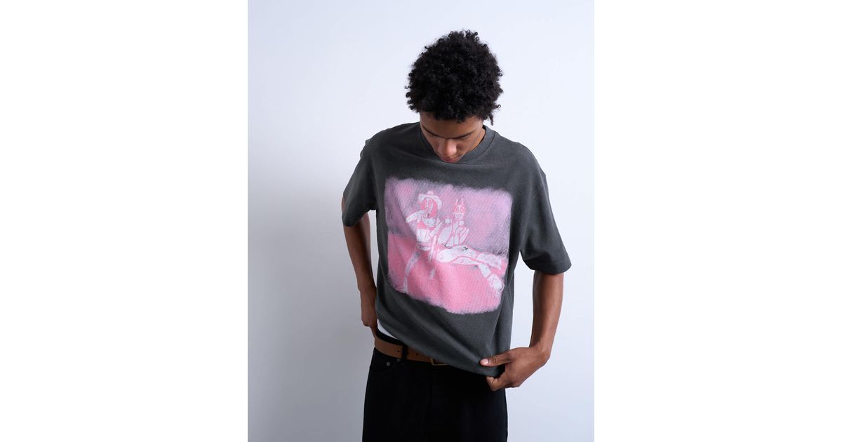 TOPMAN Mason Newman X Boxy Fit Textured T-shirt With Newman 37 Front ...