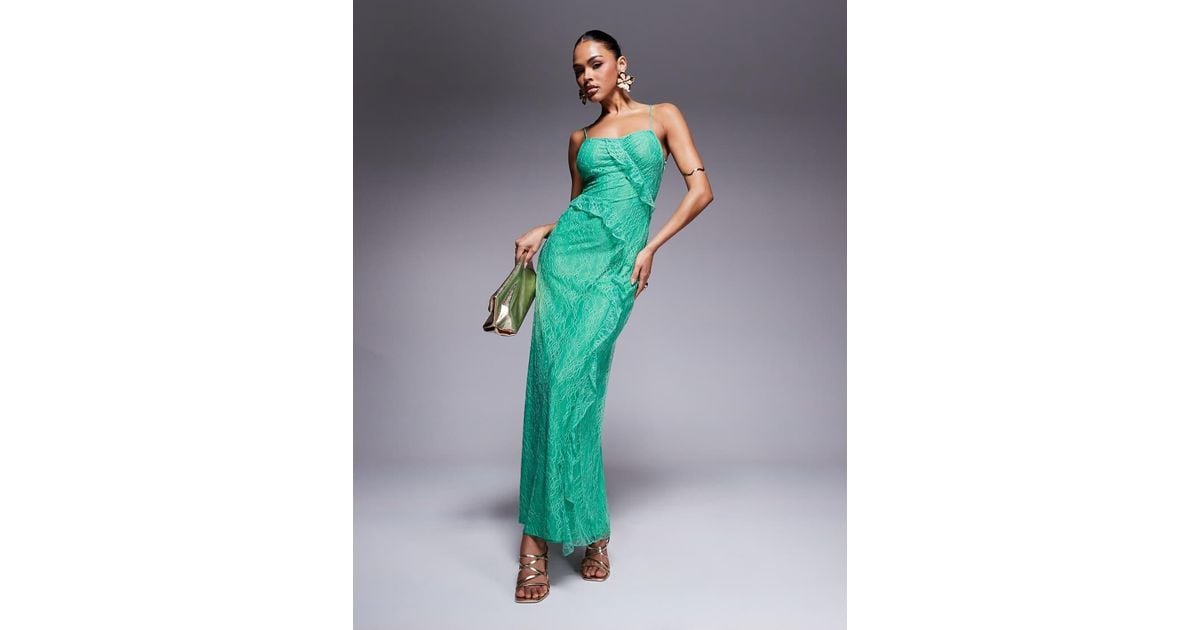 Forever New Ruffle Lace Maxi Dress in Green | Lyst UK