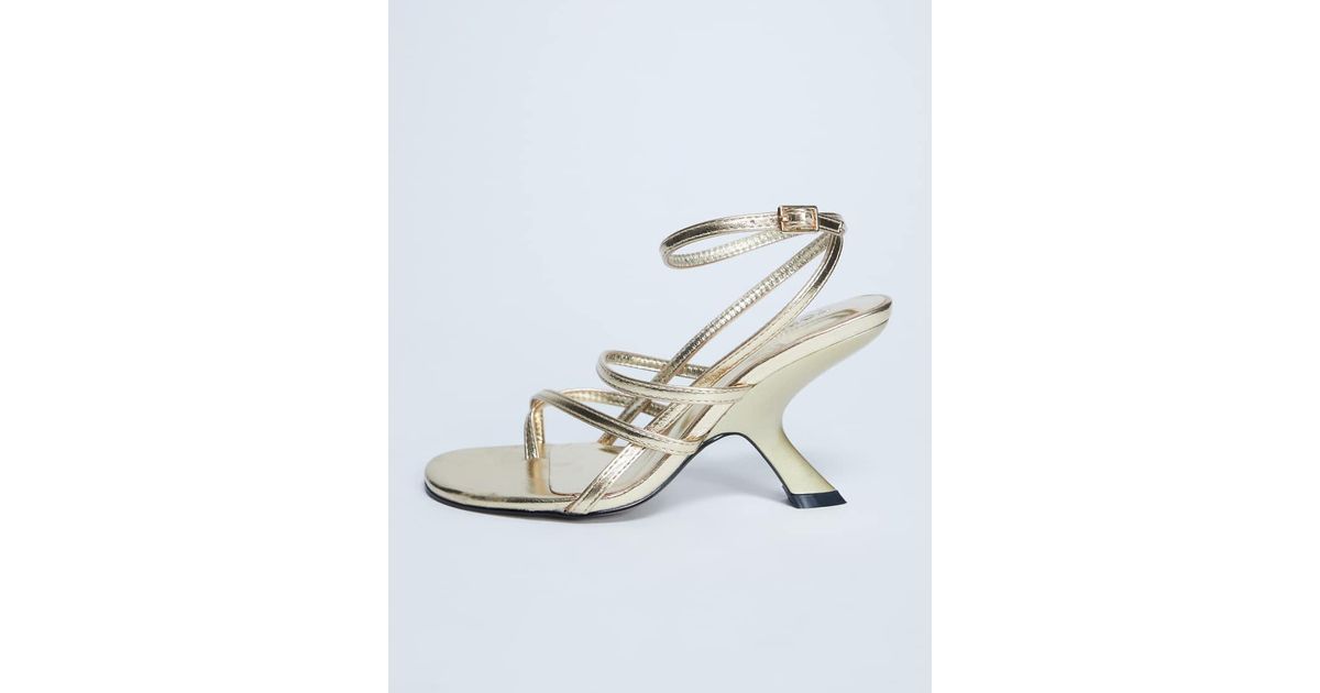 TOPSHOP Indigo Strappy Angled Heel Mule in White | Lyst UK