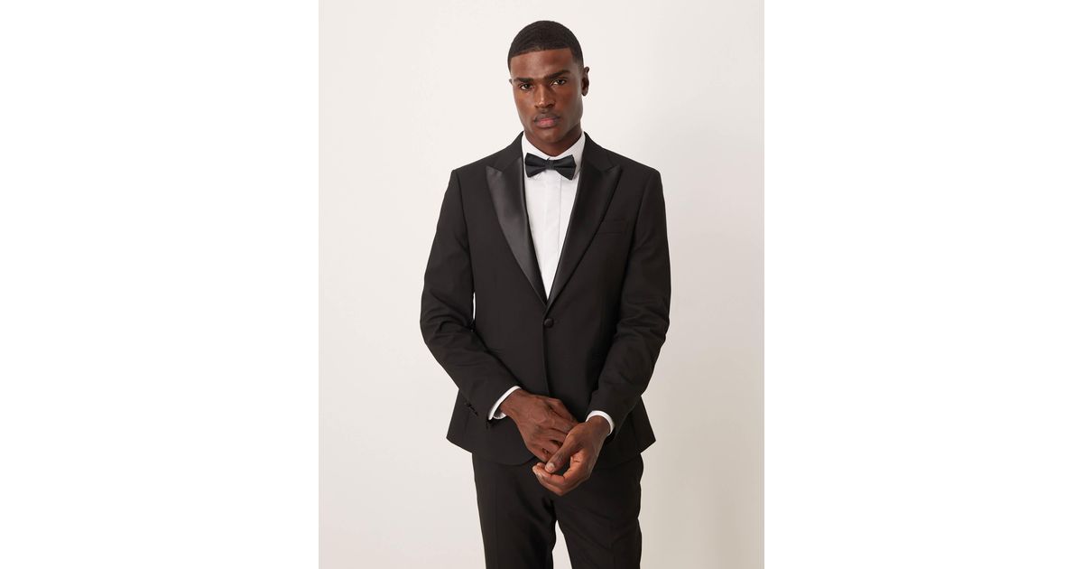 ASOS Slim Tuxedo Jacket in Black for Men | Lyst