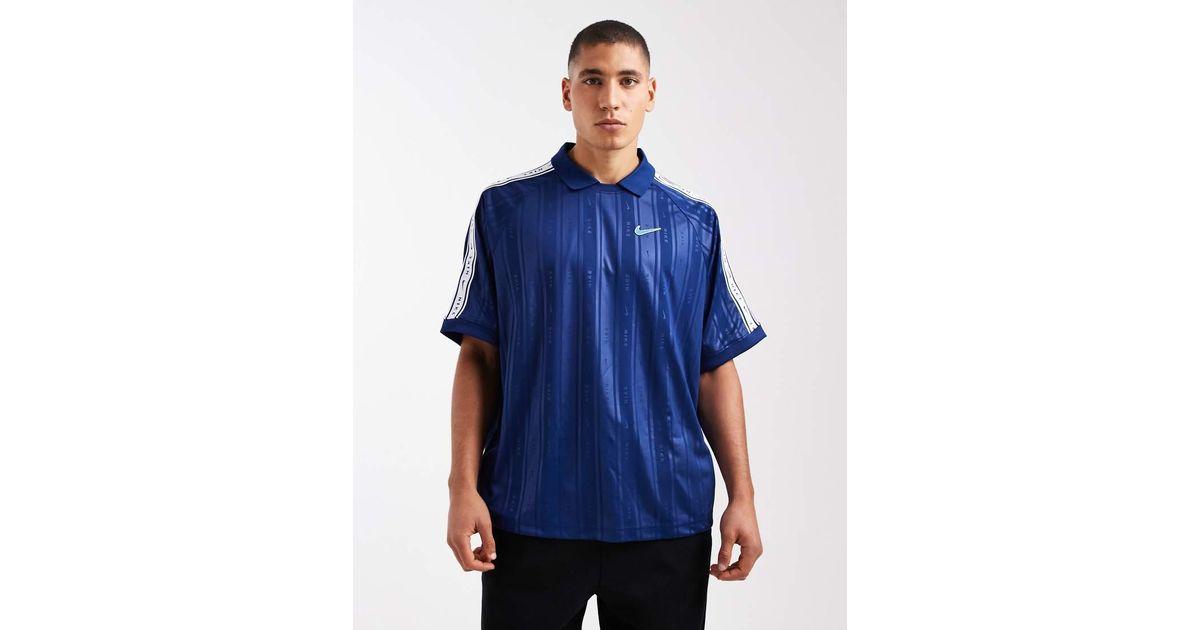 Nike Striped Polo Top in Blue for Men | Lyst UK