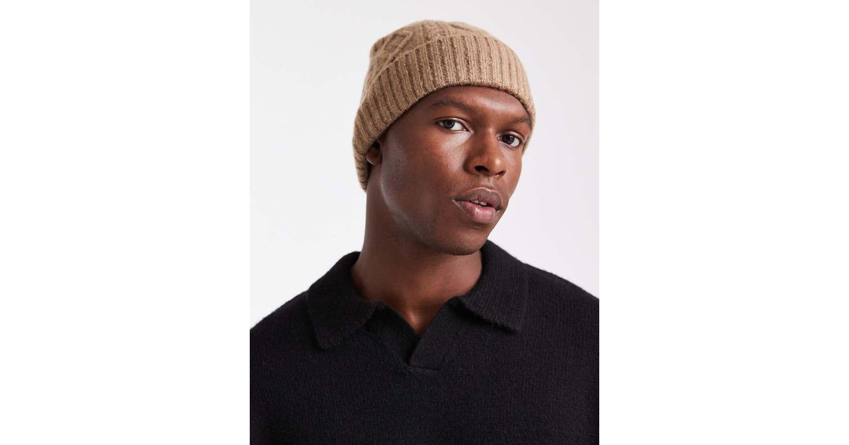 ASOS Knitted Cable Beanie in Black for Men | Lyst UK