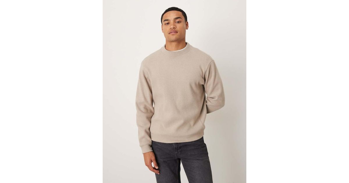 Mango Compact Knit Mock Neck Jumper in Natural for Men | Lyst UK
