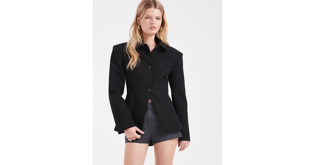 ASOS Extreme Shoulder Collar Detail Blazer in Black | Lyst