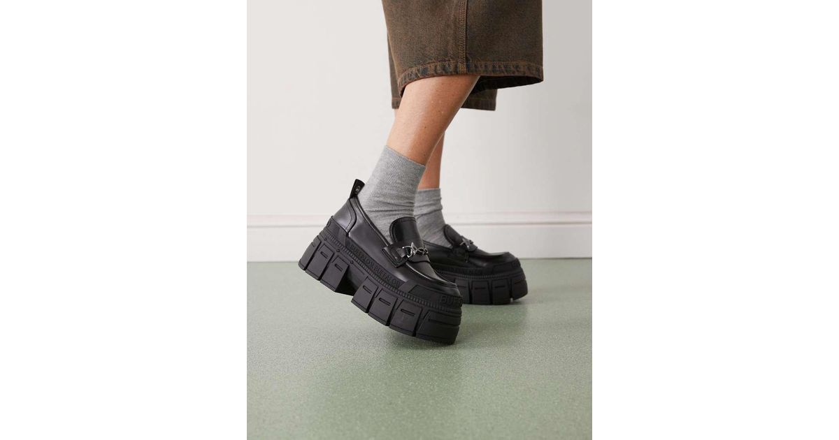 Buffalo Gospher Chunky Loafer in Black | Lyst UK