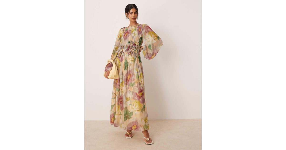 ASOS Macrame Waisted Maxi Dress in Natural | Lyst