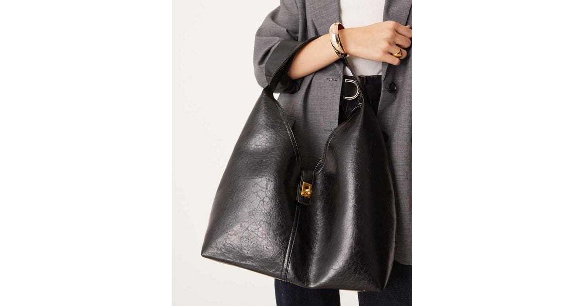 ASOS Tote Bag With Lock Detail in Black | Lyst UK