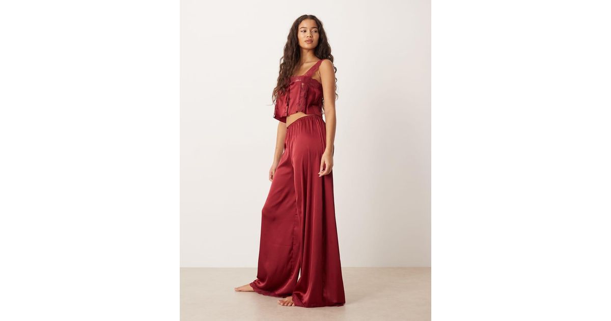 KAT THE LABEL Cindy Mix And Match Wide Leg Trousers in Red | Lyst UK