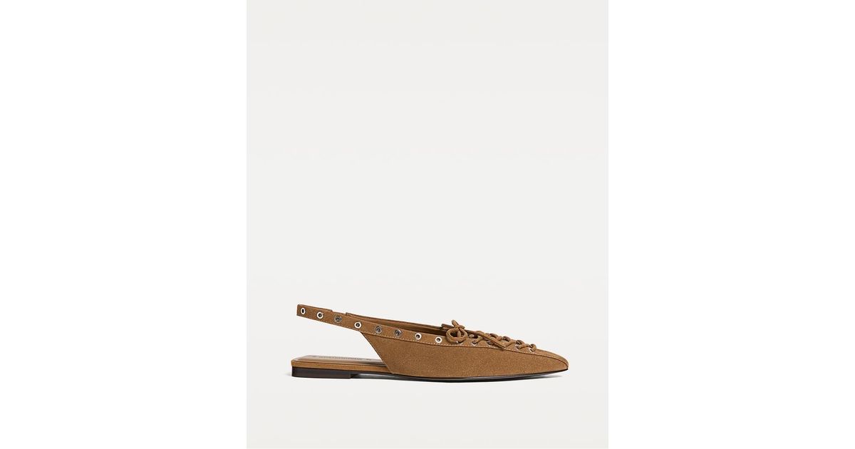 Stradivarius Split Suede Flats in White | Lyst UK