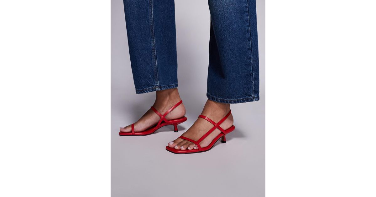 ASOS Hop Minimal Kitten Heel Sandals in Blue | Lyst