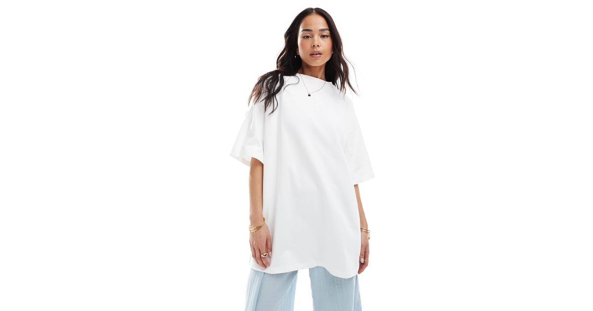 ASOS Longline Heavyweight Oversized T-shirt in White | Lyst