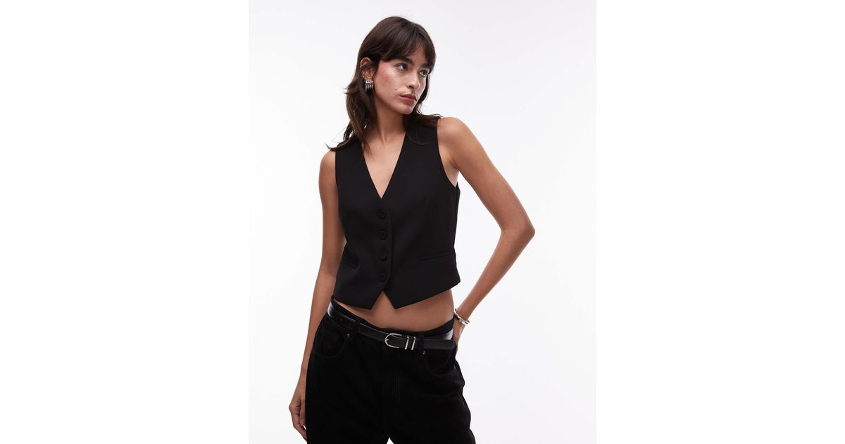 Mango Tailored Vest in Black | Lyst