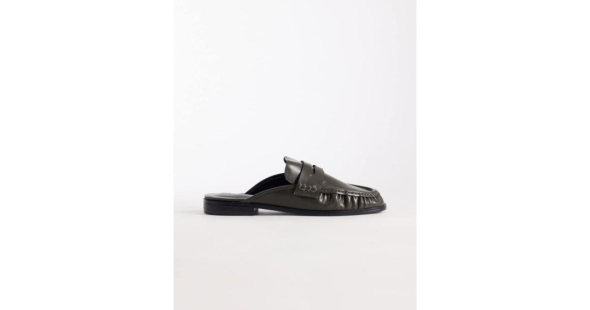 ASOS Mouse Ruched Detail Loafer Mules in Brown | Lyst