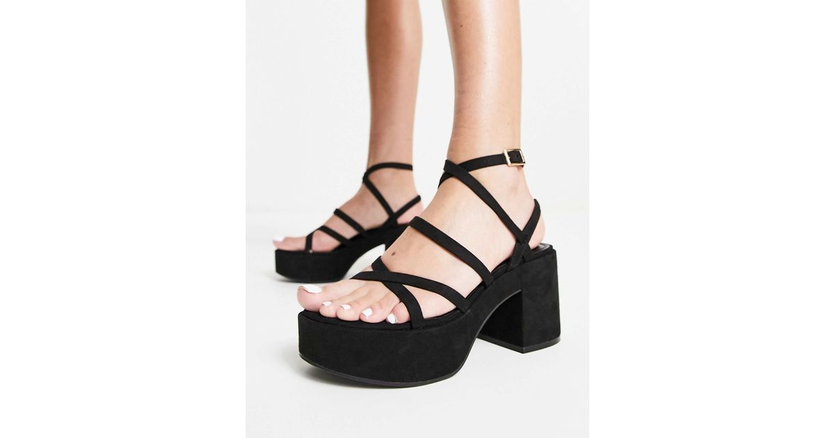 ASOS Hoxton Chunky Mid Platforms Sandals in Black | Lyst